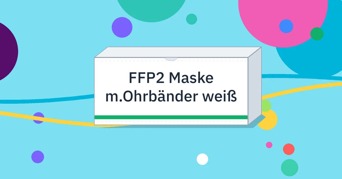 Symbolbild: Packung mit der Aufschrift FFP2 Maske m.Ohrbänder weiß (PZN 18106408) – Verfügbarkeit und Bezug in Apotheken in Frankfurt am Main