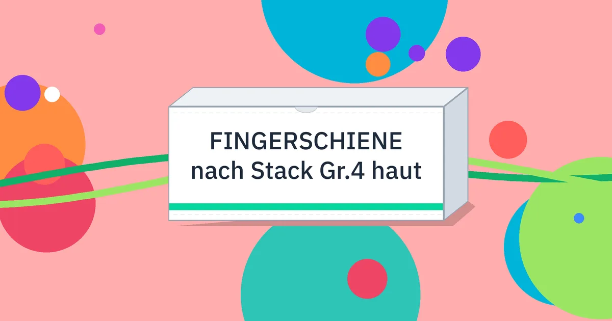 Symbolbild: Packung mit der Aufschrift FINGERSCHIENE nach Stack Gr.4 haut (PZN 07008281) – Verfügbarkeit und Bezug in Apotheken in Frankfurt am Main