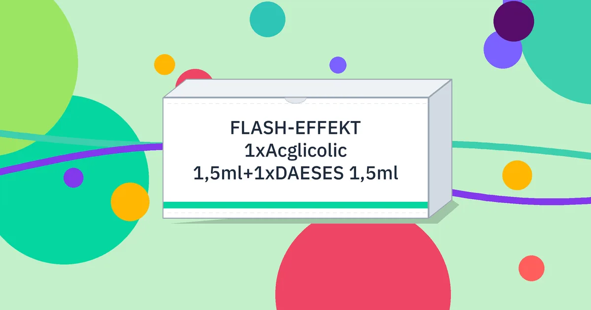 Symbolbild: Packung mit der Aufschrift FLASH-EFFEKT 1xAcglicolic 1,5ml+1xDAESES 1,5ml (PZN 18099022) – Verfügbarkeit und Bezug in Apotheken in Frankfurt am Main