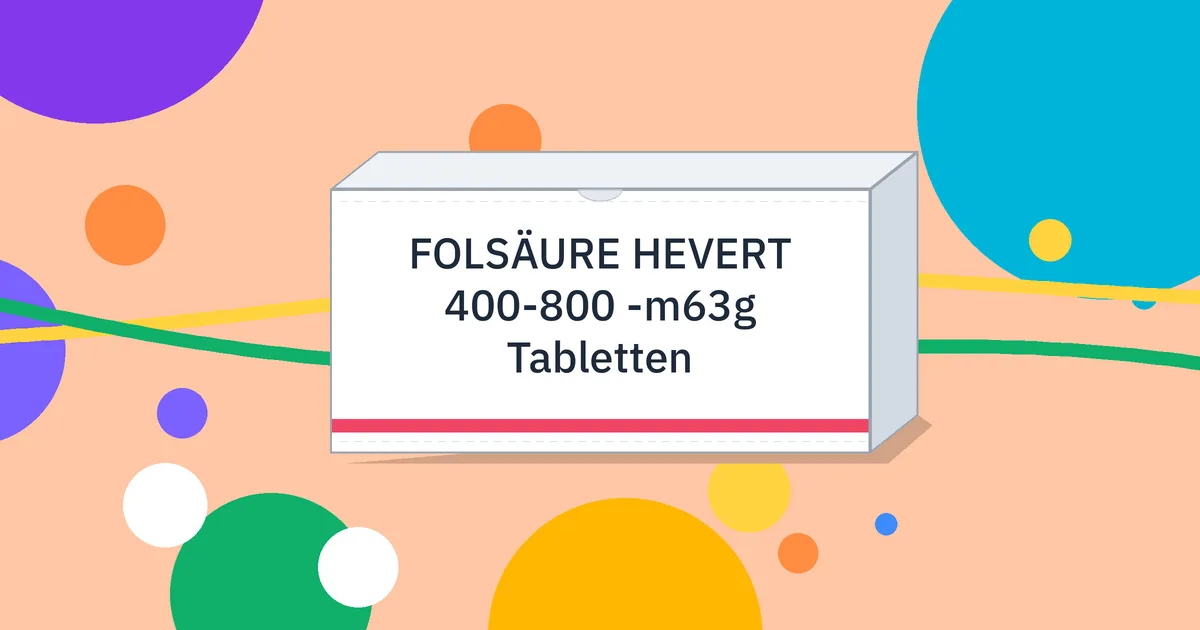 Symbolbild: Packung mit der Aufschrift FOLSÄURE HEVERT 400-800 -m63g Tabletten (PZN 20584629) – Verfügbarkeit und Bezug in Apotheken in Frankfurt am Main