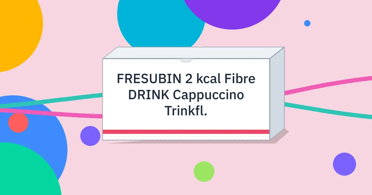 Symbolbild: Packung mit der Aufschrift FRESUBIN 2 kcal Fibre DRINK Cappuccino Trinkfl. (PZN 18789809) – Verfügbarkeit und Bezug in Apotheken in Frankfurt am Main