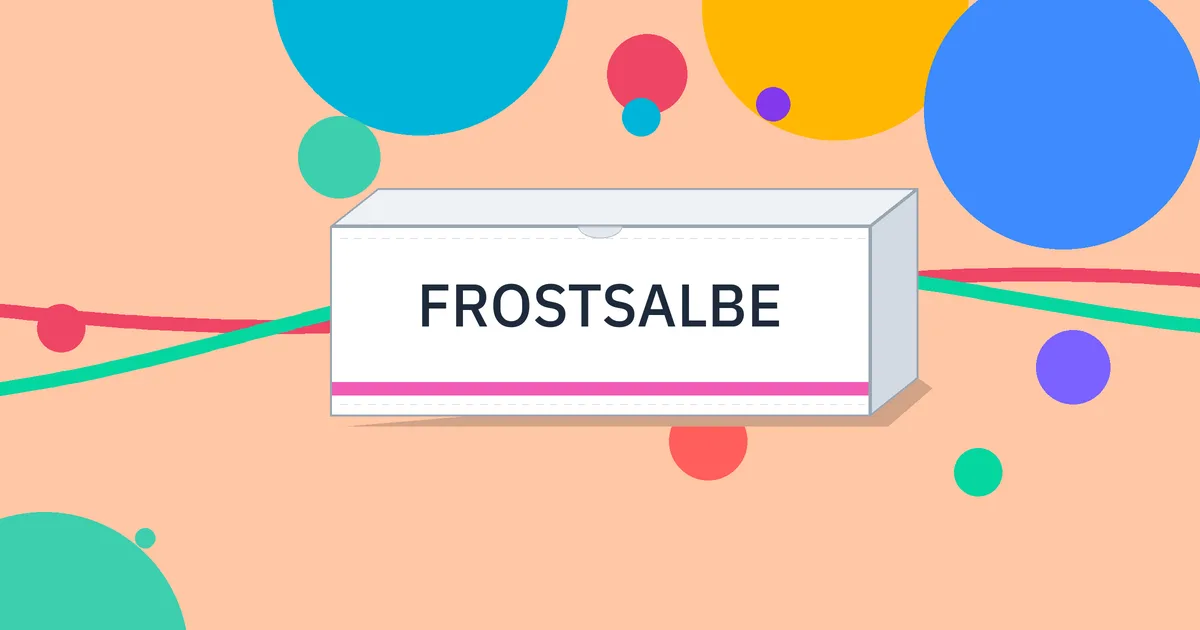 Symbolbild: Packung mit der Aufschrift FROSTSALBE (PZN 18360012) – Verfügbarkeit und Bezug in Apotheken in Frankfurt am Main