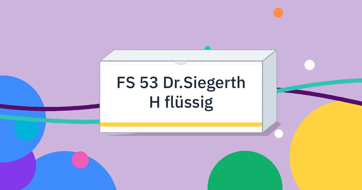Symbolbild: Packung mit der Aufschrift FS 53 Dr.Siegerth H flüssig (PZN 04202456) – Verfügbarkeit und Bezug in Apotheken in Frankfurt am Main