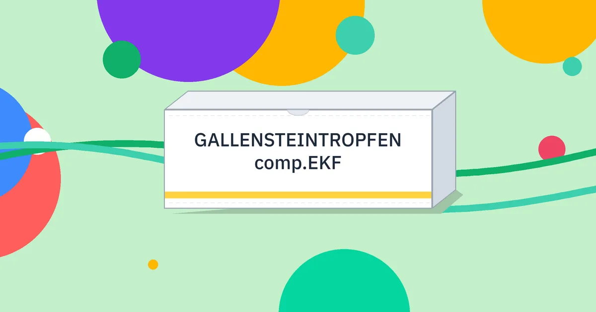 Symbolbild: Packung mit der Aufschrift GALLENSTEINTROPFEN comp.EKF (PZN 05954193) – Verfügbarkeit und Bezug in Apotheken in Frankfurt am Main