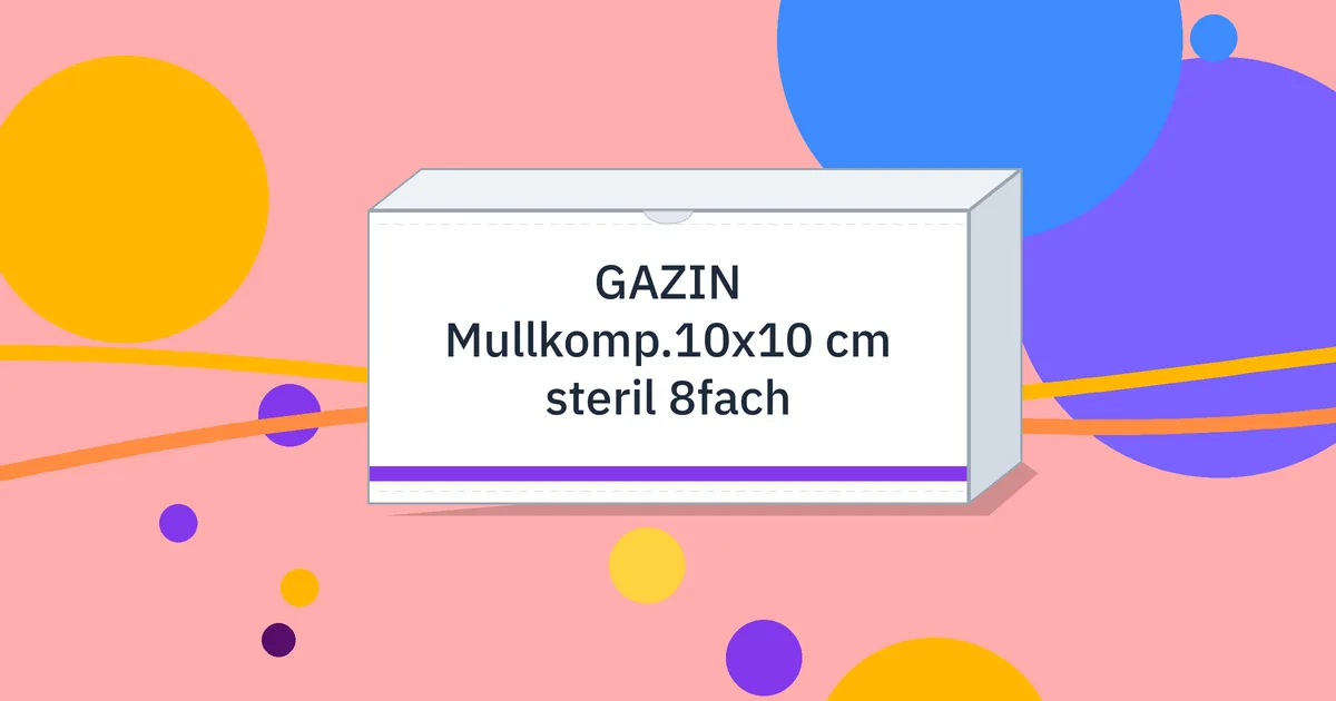 Symbolbild: Packung mit der Aufschrift GAZIN Mullkomp.10x10 cm steril 8fach (PZN 03449060) – Verfügbarkeit und Bezug in Apotheken in Frankfurt am Main