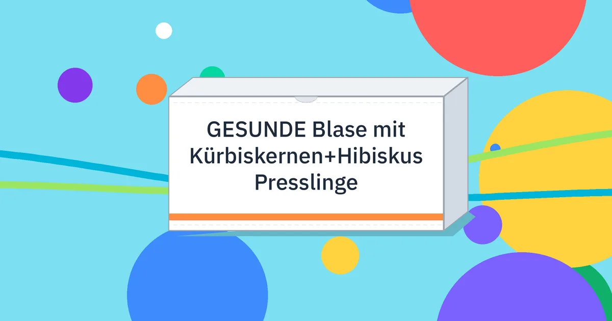 Symbolbild: Packung mit der Aufschrift GESUNDE Blase mit Kürbiskernen+Hibiskus Presslinge (PZN 17846310) – Verfügbarkeit und Bezug in Apotheken in Frankfurt am Main