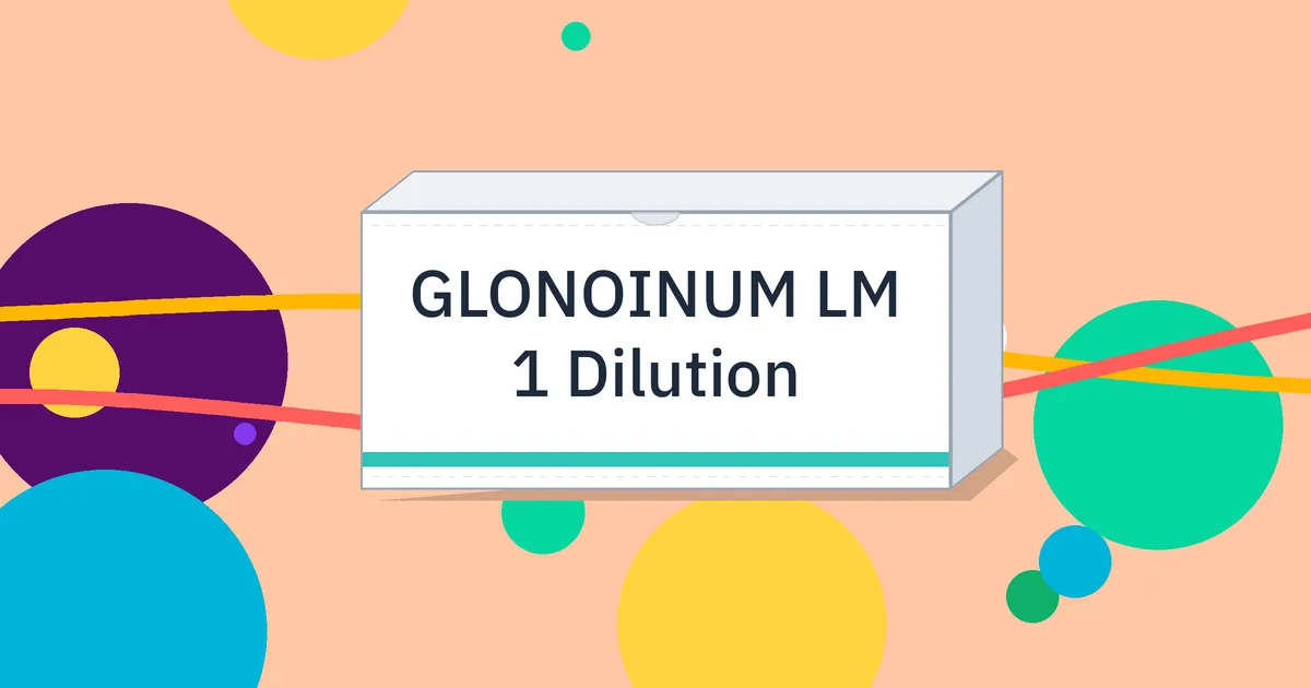 Symbolbild: Packung mit der Aufschrift GLONOINUM LM 1 Dilution (PZN 12878860) – Verfügbarkeit und Bezug in Apotheken in Frankfurt am Main