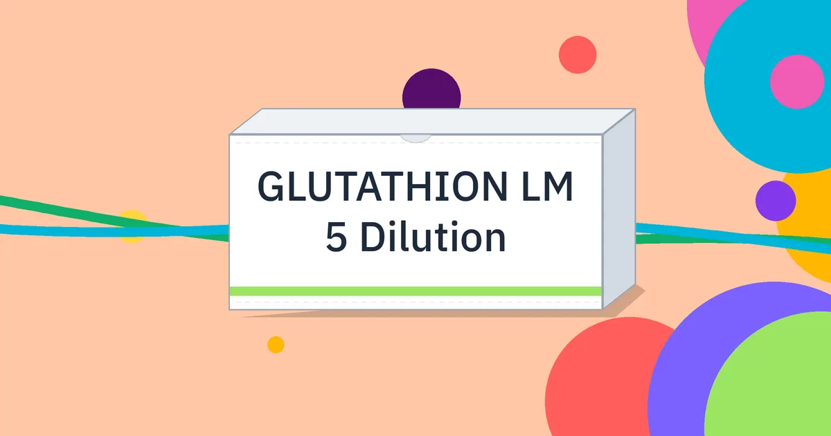Symbolbild: Packung mit der Aufschrift GLUTATHION LM 5 Dilution (PZN 12879799) – Verfügbarkeit und Bezug in Apotheken in Frankfurt am Main