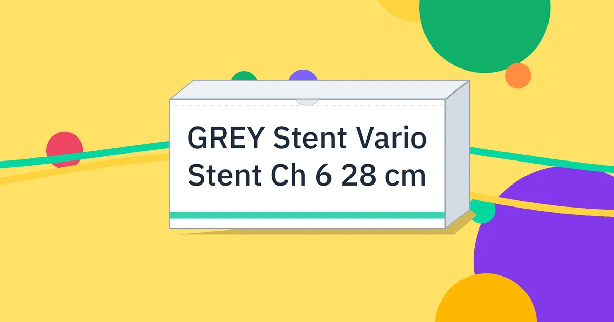 Symbolbild: Packung mit der Aufschrift GREY Stent Vario Stent Ch 6 28 cm (PZN 04217050) – Verfügbarkeit und Bezug in Apotheken in Frankfurt am Main