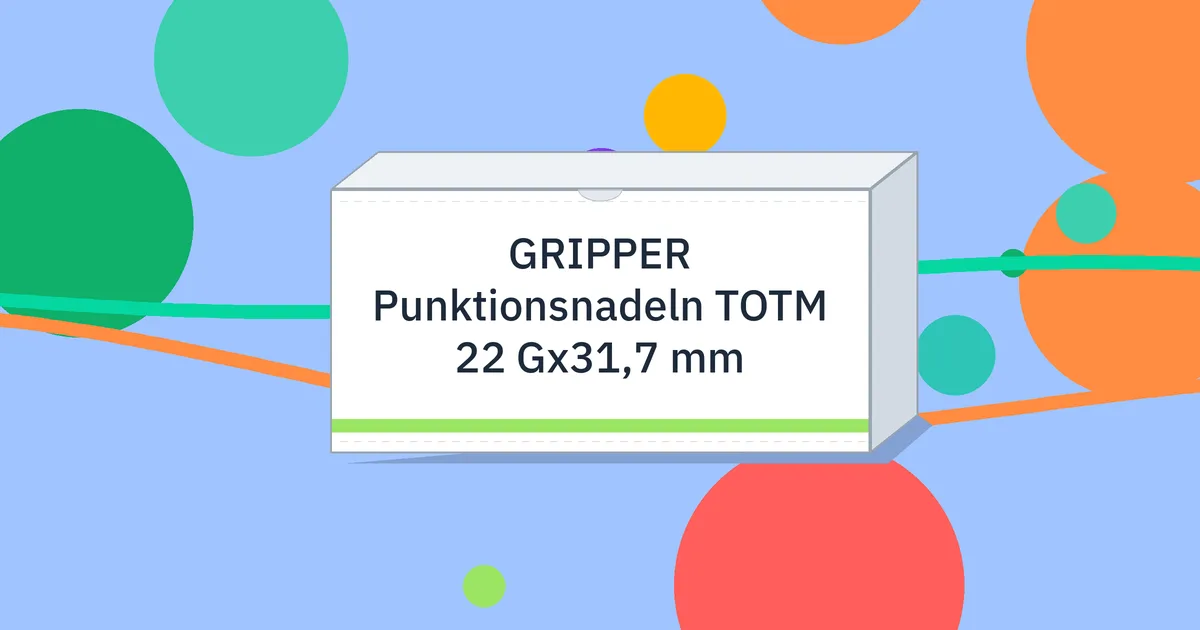 Symbolbild: Packung mit der Aufschrift GRIPPER Punktionsnadeln TOTM 22 Gx31,7 mm (PZN 00435637) – Verfügbarkeit und Bezug in Apotheken in Frankfurt am Main