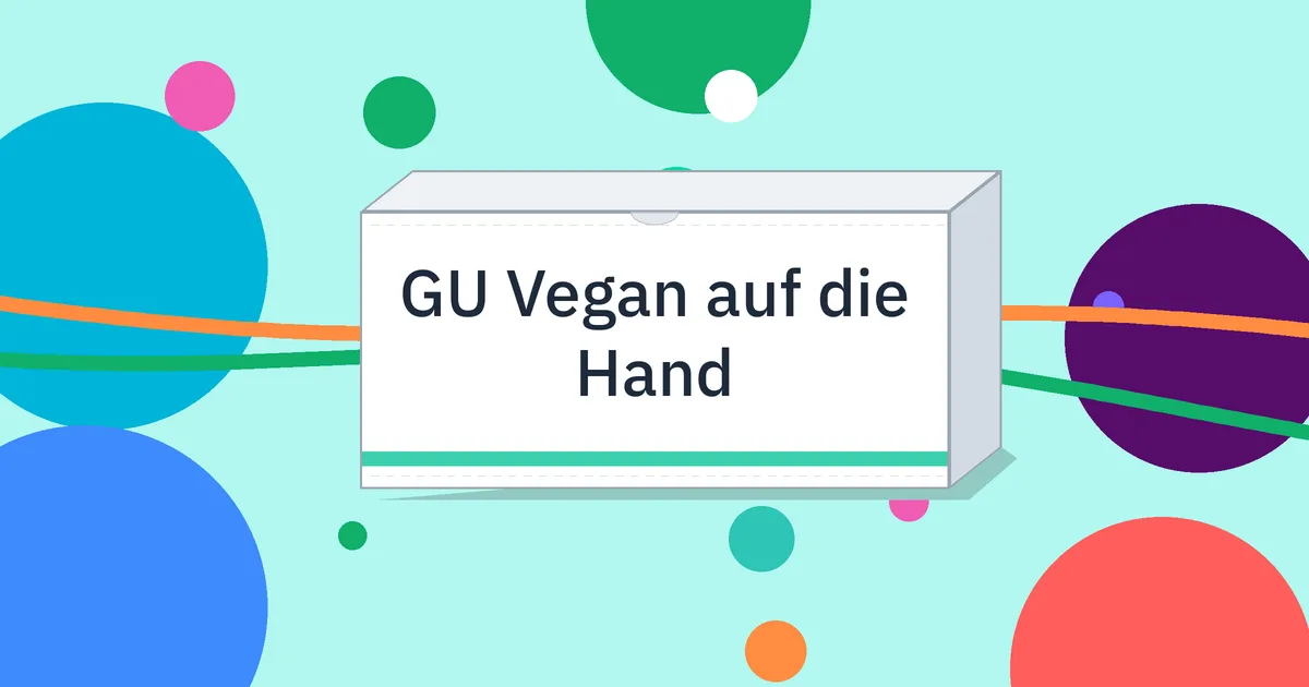 Symbolbild: Packung mit der Aufschrift GU Vegan auf die Hand (PZN 17823786) – Verfügbarkeit und Bezug in Apotheken in Frankfurt am Main
