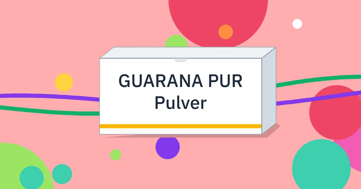 Symbolbild: Packung mit der Aufschrift GUARANA PUR Pulver (PZN 03849500) – Verfügbarkeit und Bezug in Apotheken in Frankfurt am Main