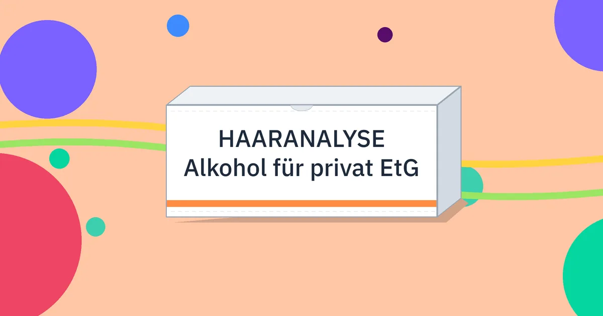 Symbolbild: Packung mit der Aufschrift HAARANALYSE Alkohol für privat EtG (PZN 11128855) – Verfügbarkeit und Bezug in Apotheken in Frankfurt am Main