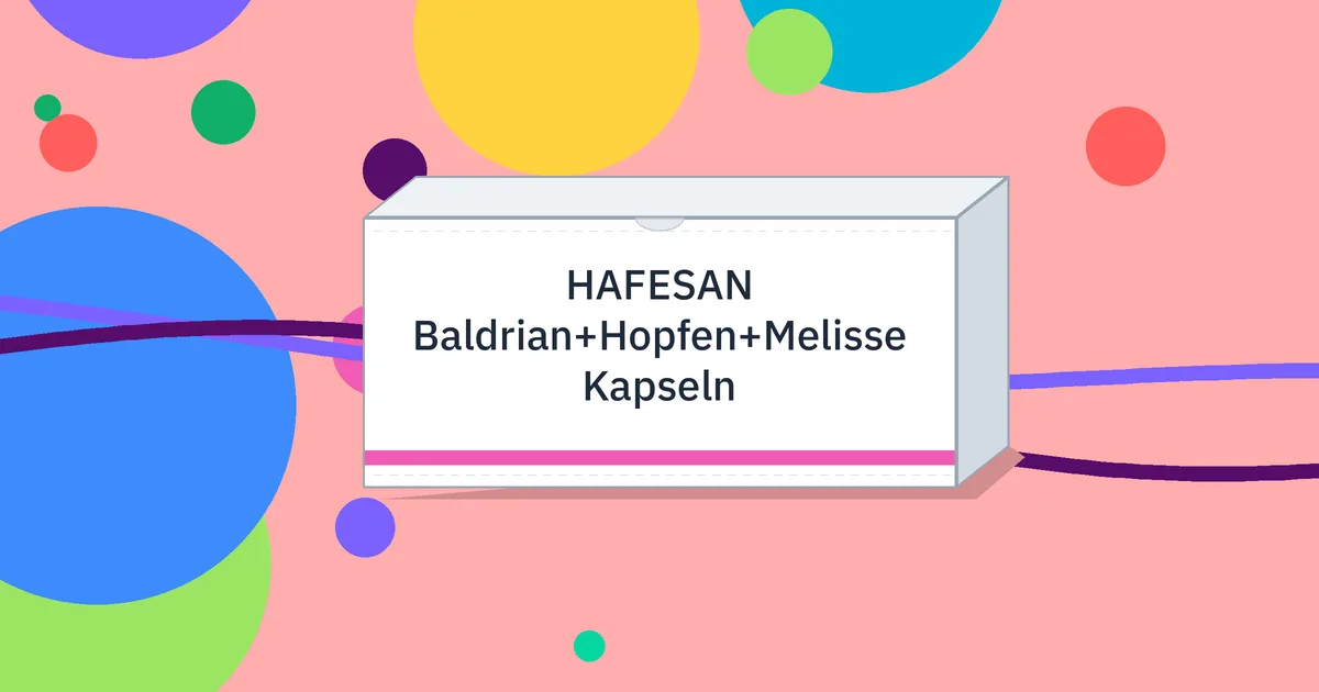 Symbolbild: Packung mit der Aufschrift HAFESAN Baldrian+Hopfen+Melisse Kapseln (PZN 03240443) – Verfügbarkeit und Bezug in Apotheken in Frankfurt am Main