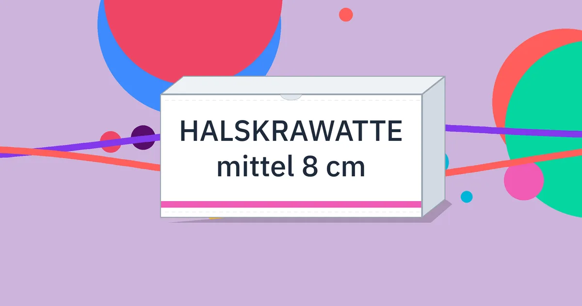 Symbolbild: Packung mit der Aufschrift HALSKRAWATTE mittel 8 cm (PZN 07094547) – Verfügbarkeit und Bezug in Apotheken in Frankfurt am Main