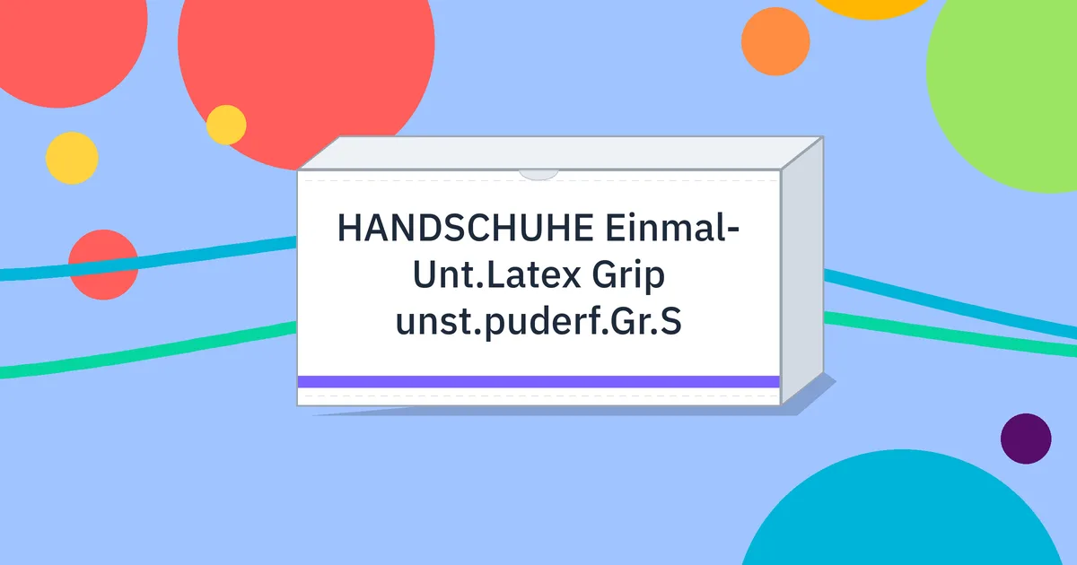 Symbolbild: Packung mit der Aufschrift HANDSCHUHE Einmal-Unt.Latex Grip unst.puderf.Gr.S (PZN 10050275) – Verfügbarkeit und Bezug in Apotheken in Frankfurt am Main