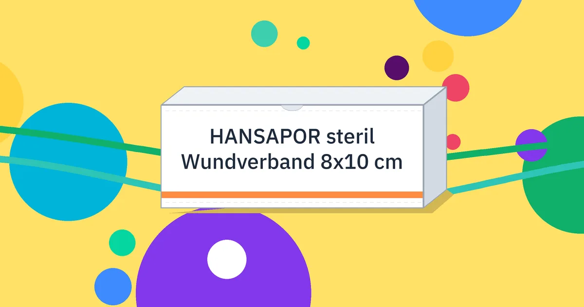 Symbolbild: Packung mit der Aufschrift HANSAPOR steril Wundverband 8x10 cm (PZN 05102834) – Verfügbarkeit und Bezug in Apotheken in Frankfurt am Main