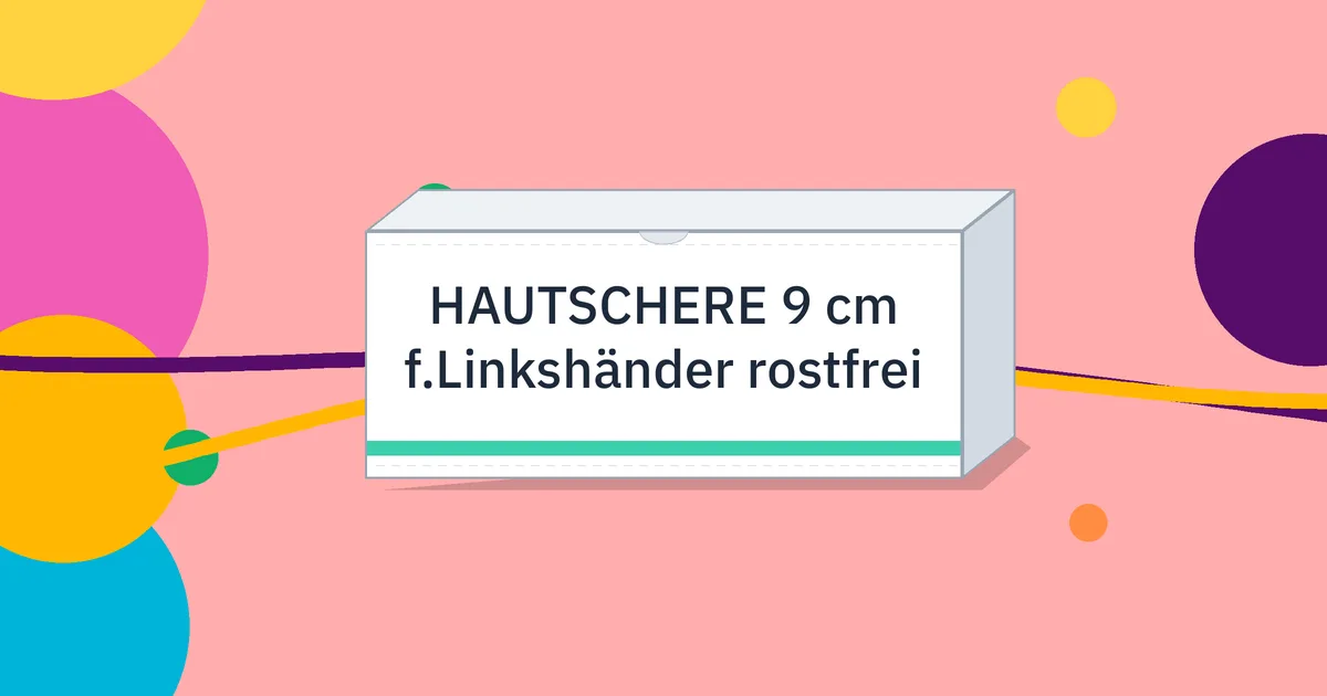 Symbolbild: Packung mit der Aufschrift HAUTSCHERE 9 cm f.Linkshänder rostfrei (PZN 10932532) – Verfügbarkeit und Bezug in Apotheken in Frankfurt am Main