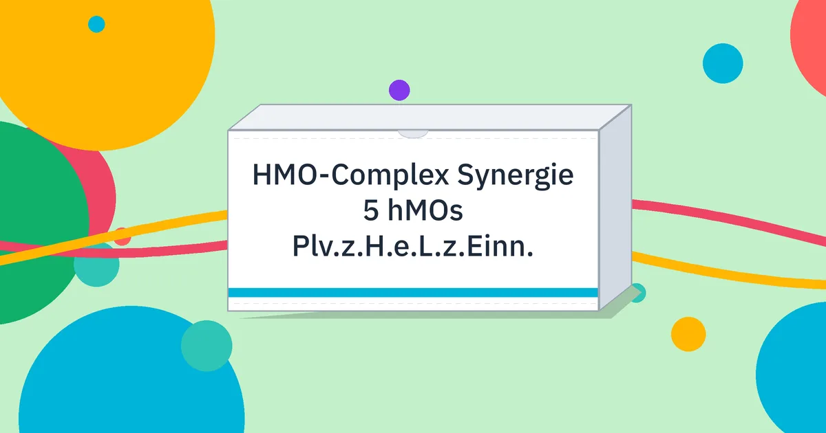 Symbolbild: Packung mit der Aufschrift HMO-Complex Synergie 5 hMOs Plv.z.H.e.L.z.Einn. (PZN 19776364) – Verfügbarkeit und Bezug in Apotheken in Frankfurt am Main