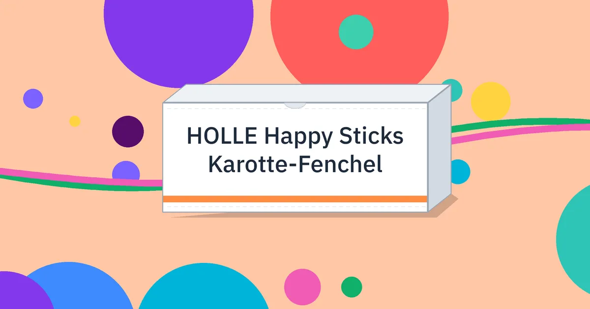Symbolbild: Packung mit der Aufschrift HOLLE Happy Sticks Karotte-Fenchel (PZN 15193358) – Verfügbarkeit und Bezug in Apotheken in Frankfurt am Main