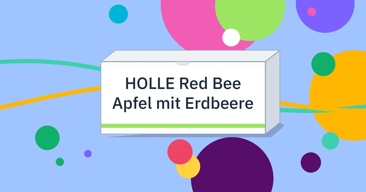 Symbolbild: Packung mit der Aufschrift HOLLE Red Bee Apfel mit Erdbeere (PZN 14419613) – Verfügbarkeit und Bezug in Apotheken in Frankfurt am Main