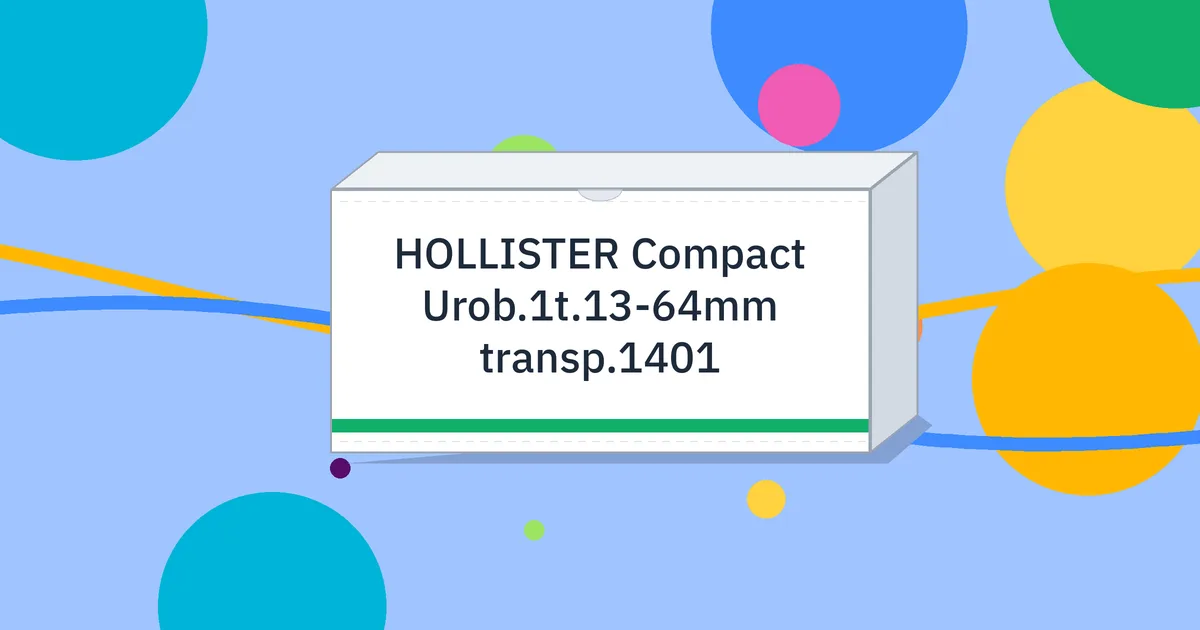 Symbolbild: Packung mit der Aufschrift HOLLISTER Compact Urob.1t.13-64mm transp.1401 (PZN 06186365) – Verfügbarkeit und Bezug in Apotheken in Frankfurt am Main
