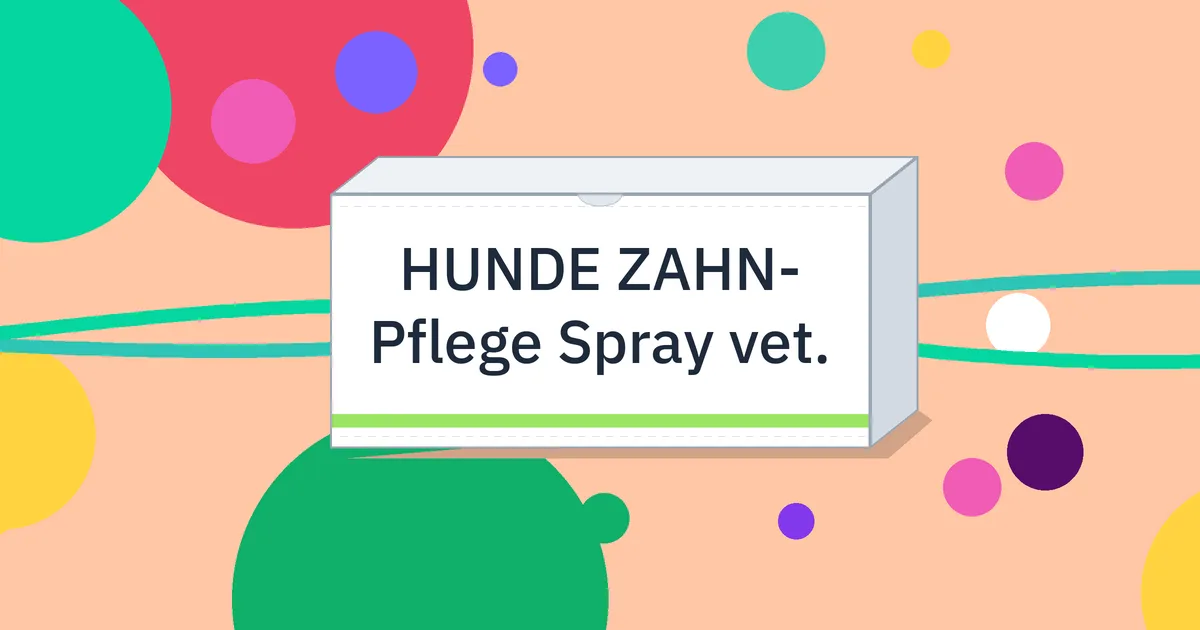 Symbolbild: Packung mit der Aufschrift HUNDE ZAHN-Pflege Spray vet. (PZN 06831245) – Verfügbarkeit und Bezug in Apotheken in Frankfurt am Main