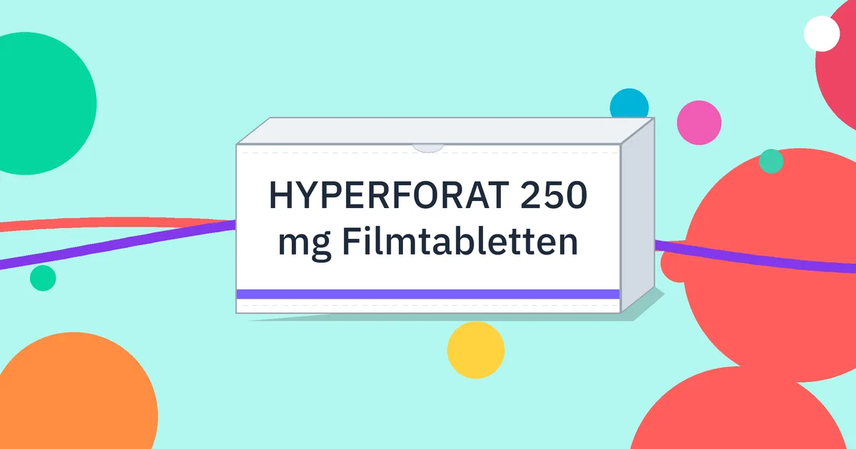 Symbolbild: Packung mit der Aufschrift HYPERFORAT 250 mg Filmtabletten (PZN 04004578) – Verfügbarkeit und Bezug in Apotheken in Frankfurt am Main