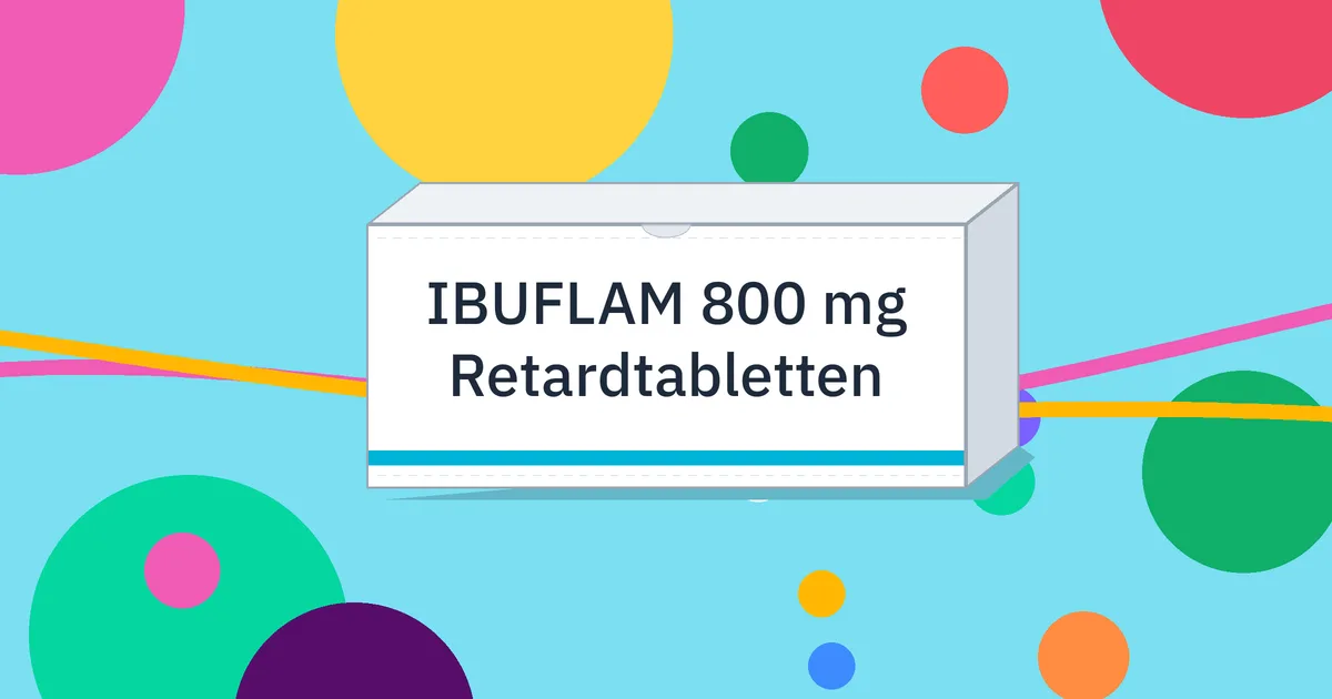 Symbolbild: Packung mit der Aufschrift IBUFLAM 800 mg Retardtabletten (PZN 07520659) – Verfügbarkeit und Bezug in Apotheken in Frankfurt am Main