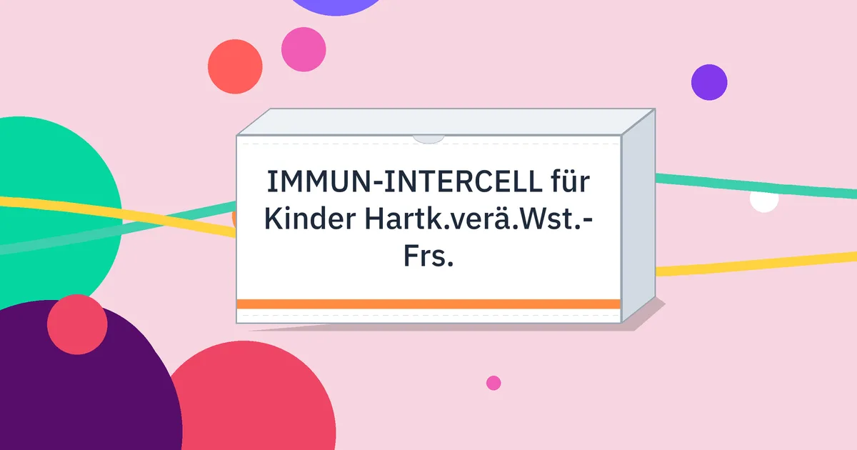 Symbolbild: Packung mit der Aufschrift IMMUN-INTERCELL für Kinder Hartk.verä.Wst.-Frs. (PZN 19415784) – Verfügbarkeit und Bezug in Apotheken in Frankfurt am Main