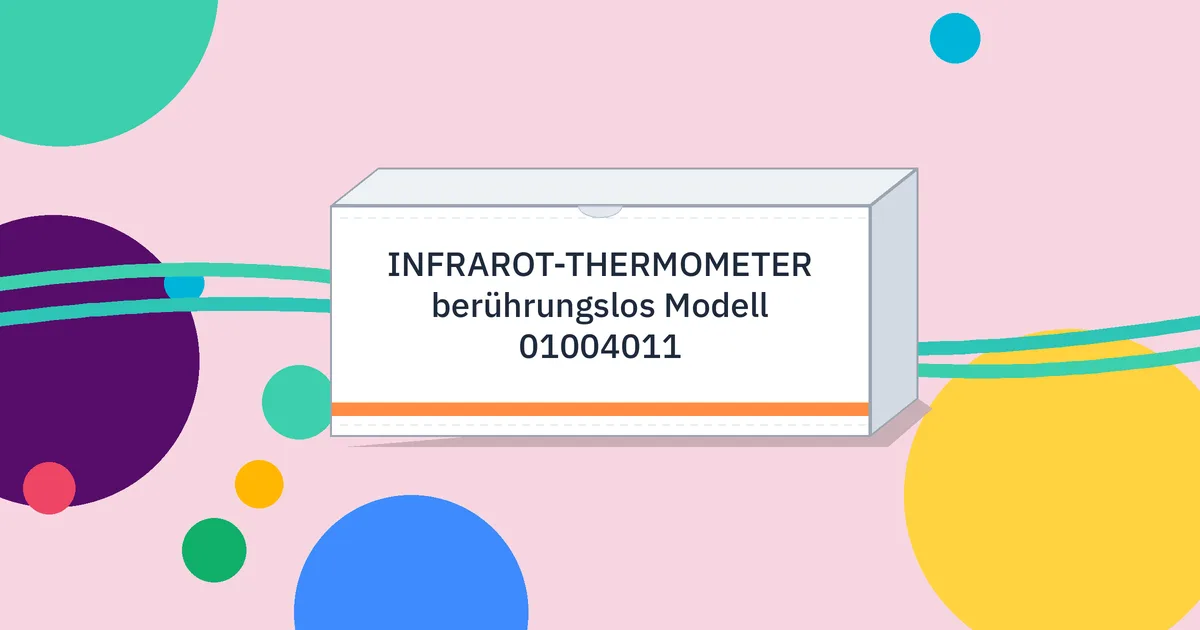 Symbolbild: Packung mit der Aufschrift INFRAROT-THERMOMETER berührungslos Modell 01004011 (PZN 17580013) – Verfügbarkeit und Bezug in Apotheken in Frankfurt am Main
