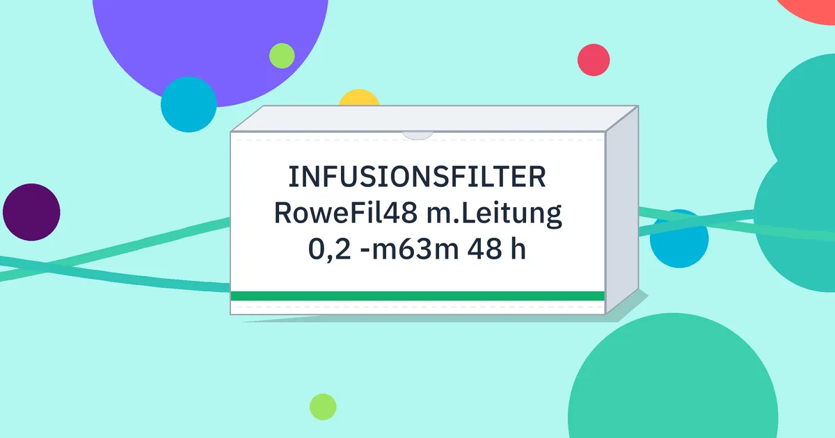 Symbolbild: Packung mit der Aufschrift INFUSIONSFILTER RoweFil48 m.Leitung 0,2 -m63m 48 h (PZN 09337557) – Verfügbarkeit und Bezug in Apotheken in Frankfurt am Main