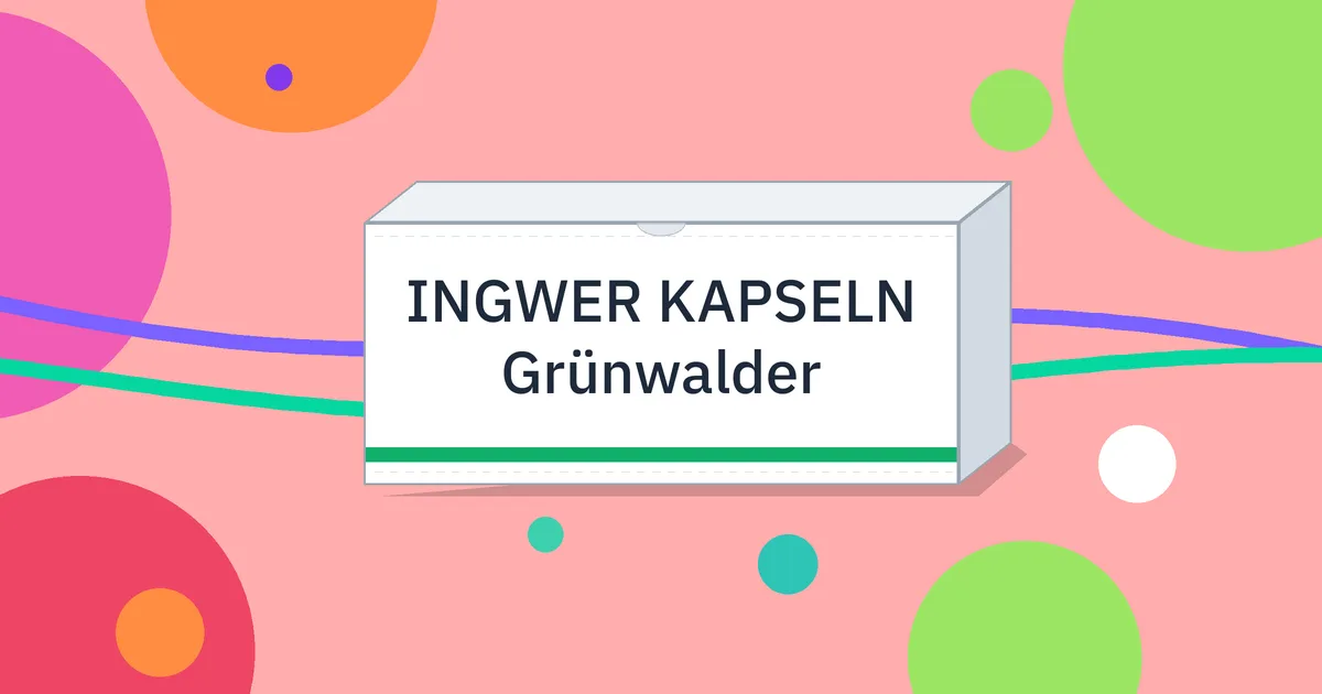 Symbolbild: Packung mit der Aufschrift INGWER KAPSELN Grünwalder (PZN 04774388) – Verfügbarkeit und Bezug in Apotheken in Frankfurt am Main