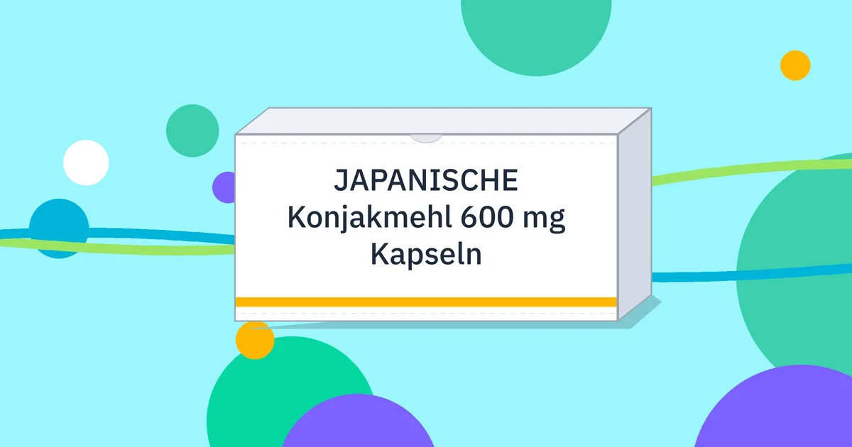 Symbolbild: Packung mit der Aufschrift JAPANISCHE Konjakmehl 600 mg Kapseln (PZN 00943552) – Verfügbarkeit und Bezug in Apotheken in Frankfurt am Main