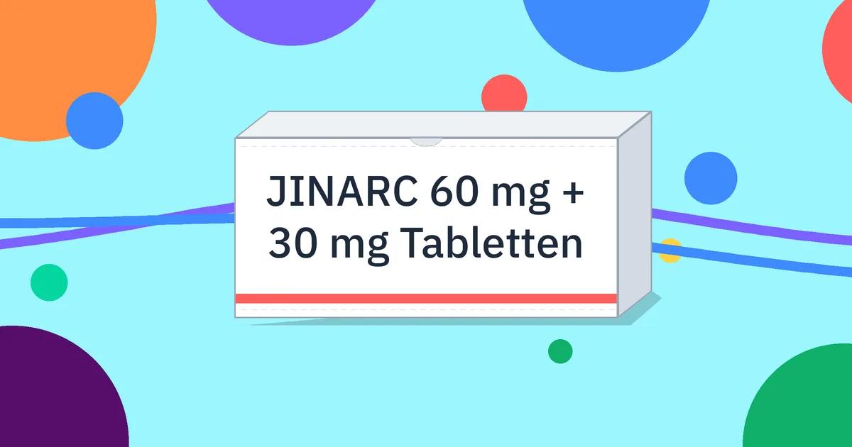 Symbolbild: Packung mit der Aufschrift JINARC 60 mg + 30 mg Tabletten (PZN 18684163) – Verfügbarkeit und Bezug in Apotheken in Frankfurt am Main
