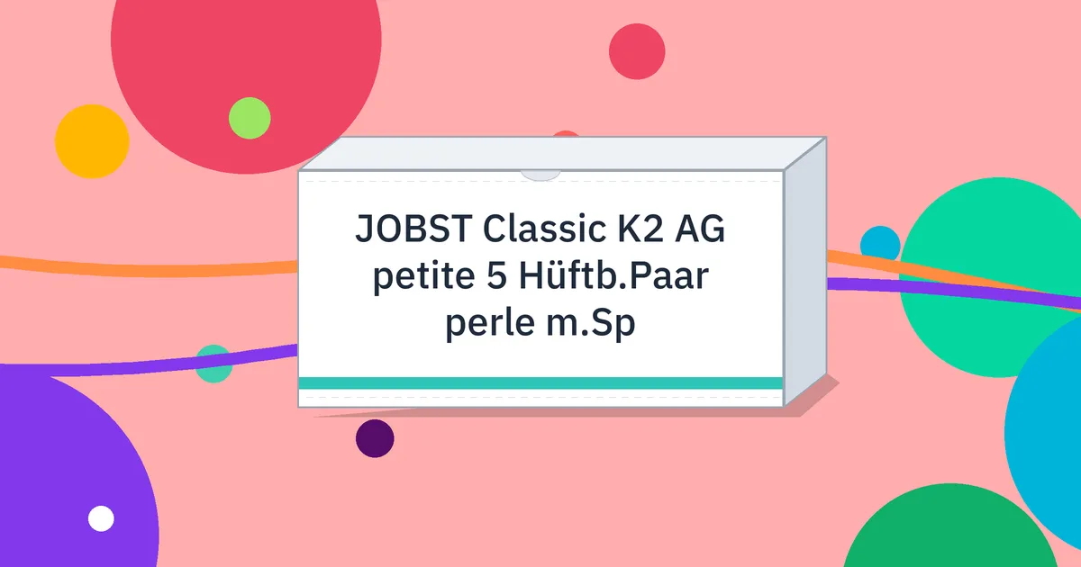 Symbolbild: Packung mit der Aufschrift JOBST Classic K2 AG petite 5 Hüftb.Paar perle m.Sp (PZN 13064817) – Verfügbarkeit und Bezug in Apotheken in Frankfurt am Main