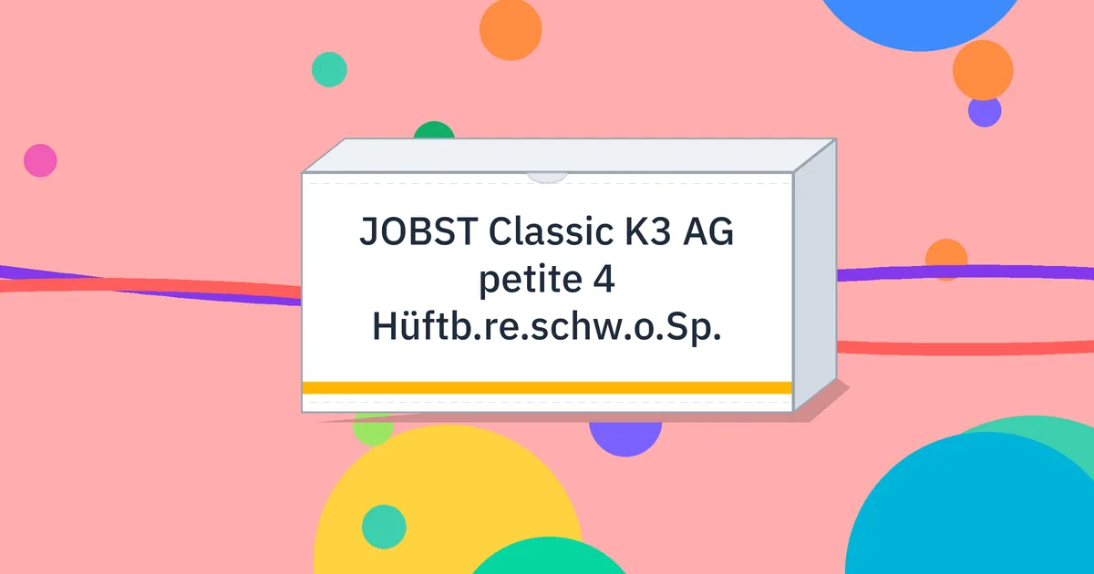 Symbolbild: Packung mit der Aufschrift JOBST Classic K3 AG petite 4 Hüftb.re.schw.o.Sp. (PZN 13075258) – Verfügbarkeit und Bezug in Apotheken in Frankfurt am Main
