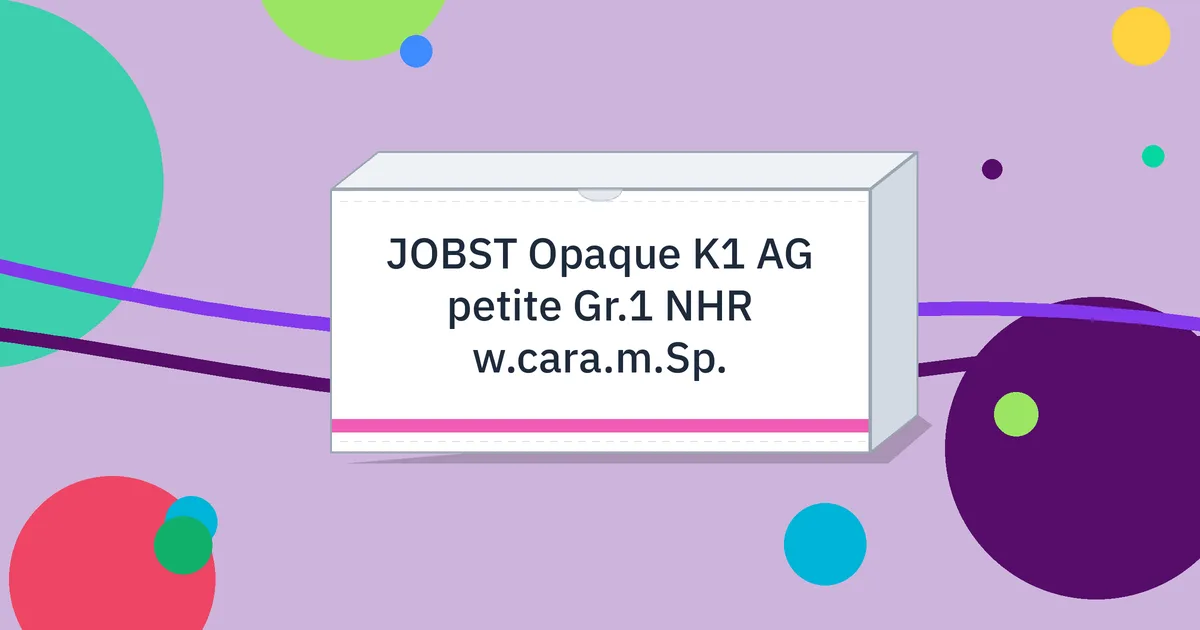 Symbolbild: Packung mit der Aufschrift JOBST Opaque K1 AG petite Gr.1 NHR w.cara.m.Sp. (PZN 13084814) – Verfügbarkeit und Bezug in Apotheken in Frankfurt am Main