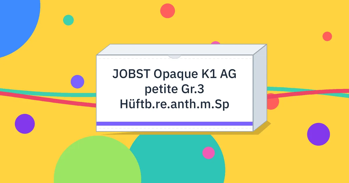 Symbolbild: Packung mit der Aufschrift JOBST Opaque K1 AG petite Gr.3 Hüftb.re.anth.m.Sp (PZN 16273094) – Verfügbarkeit und Bezug in Apotheken in Frankfurt am Main