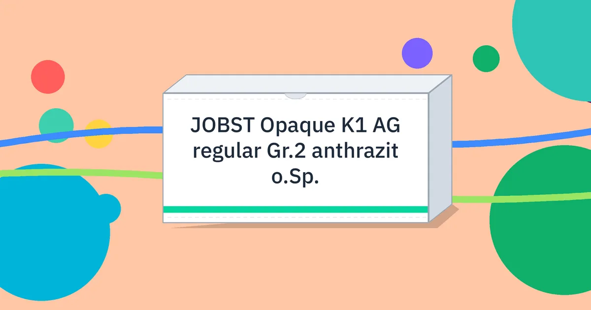 Symbolbild: Packung mit der Aufschrift JOBST Opaque K1 AG regular Gr.2 anthrazit o.Sp. (PZN 16267946) – Verfügbarkeit und Bezug in Apotheken in Frankfurt am Main