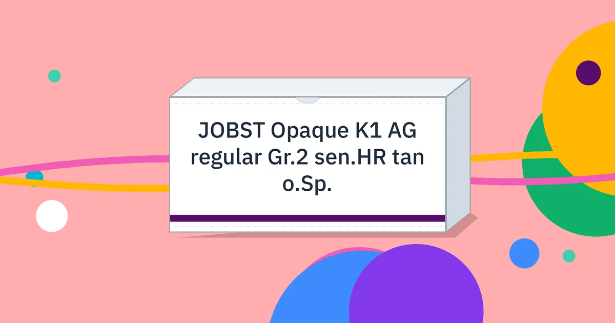 Symbolbild: Packung mit der Aufschrift JOBST Opaque K1 AG regular Gr.2 sen.HR tan o.Sp. (PZN 16266639) – Verfügbarkeit und Bezug in Apotheken in Frankfurt am Main