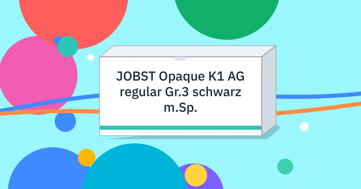 Symbolbild: Packung mit der Aufschrift JOBST Opaque K1 AG regular Gr.3 schwarz m.Sp. (PZN 13094161) – Verfügbarkeit und Bezug in Apotheken in Frankfurt am Main