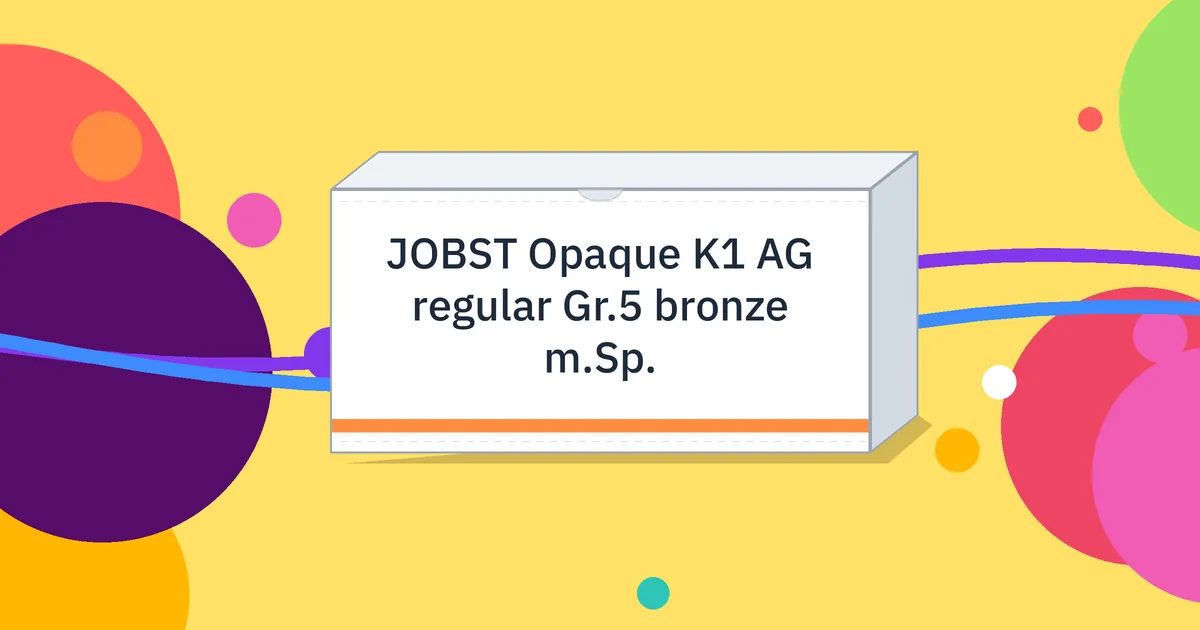 Symbolbild: Packung mit der Aufschrift JOBST Opaque K1 AG regular Gr.5 bronze m.Sp. (PZN 13090341) – Verfügbarkeit und Bezug in Apotheken in Frankfurt am Main