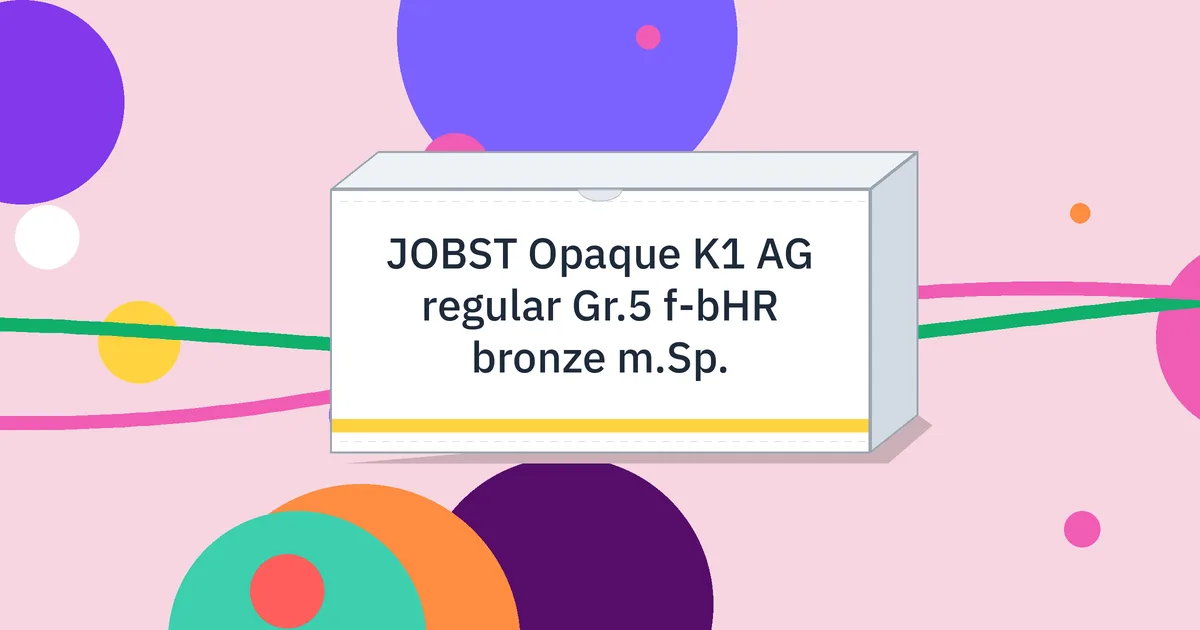 Symbolbild: Packung mit der Aufschrift JOBST Opaque K1 AG regular Gr.5 f-bHR bronze m.Sp. (PZN 13090507) – Verfügbarkeit und Bezug in Apotheken in Frankfurt am Main