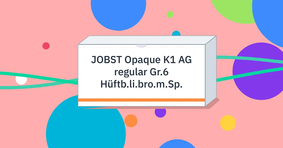Symbolbild: Packung mit der Aufschrift JOBST Opaque K1 AG regular Gr.6 Hüftb.li.bro.m.Sp. (PZN 13097403) – Verfügbarkeit und Bezug in Apotheken in Frankfurt am Main
