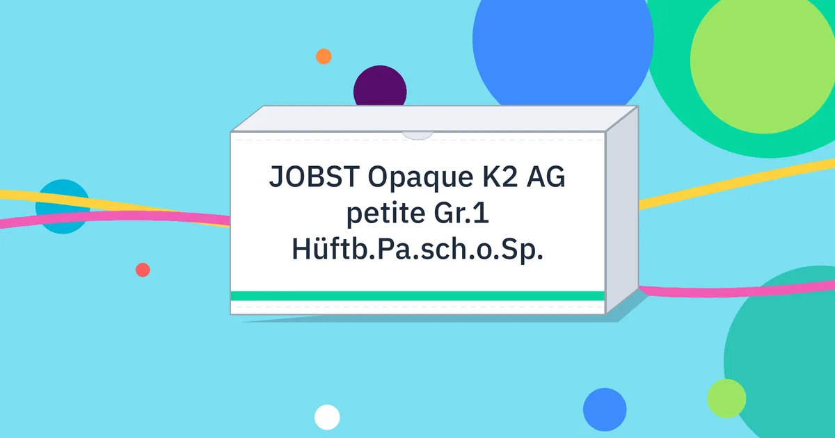 Symbolbild: Packung mit der Aufschrift JOBST Opaque K2 AG petite Gr.1 Hüftb.Pa.sch.o.Sp. (PZN 13114805) – Verfügbarkeit und Bezug in Apotheken in Frankfurt am Main