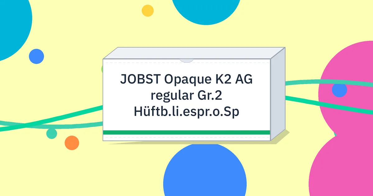 Symbolbild: Packung mit der Aufschrift JOBST Opaque K2 AG regular Gr.2 Hüftb.li.espr.o.Sp (PZN 16287305) – Verfügbarkeit und Bezug in Apotheken in Frankfurt am Main