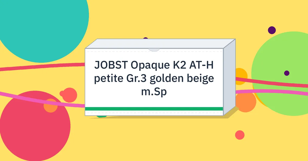 Symbolbild: Packung mit der Aufschrift JOBST Opaque K2 AT-H petite Gr.3 golden beige m.Sp (PZN 16291011) – Verfügbarkeit und Bezug in Apotheken in Frankfurt am Main