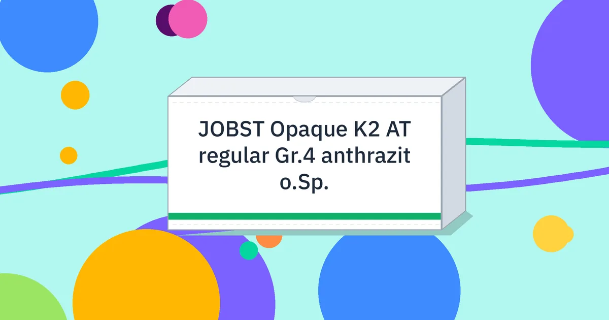 Symbolbild: Packung mit der Aufschrift JOBST Opaque K2 AT regular Gr.4 anthrazit o.Sp. (PZN 16290388) – Verfügbarkeit und Bezug in Apotheken in Frankfurt am Main