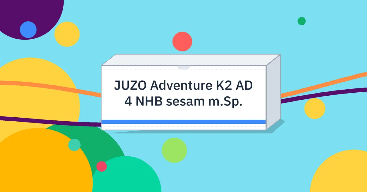 Symbolbild: Packung mit der Aufschrift JUZO Adventure K2 AD 4 NHB sesam m.Sp. (PZN 16494211) – Verfügbarkeit und Bezug in Apotheken in Frankfurt am Main